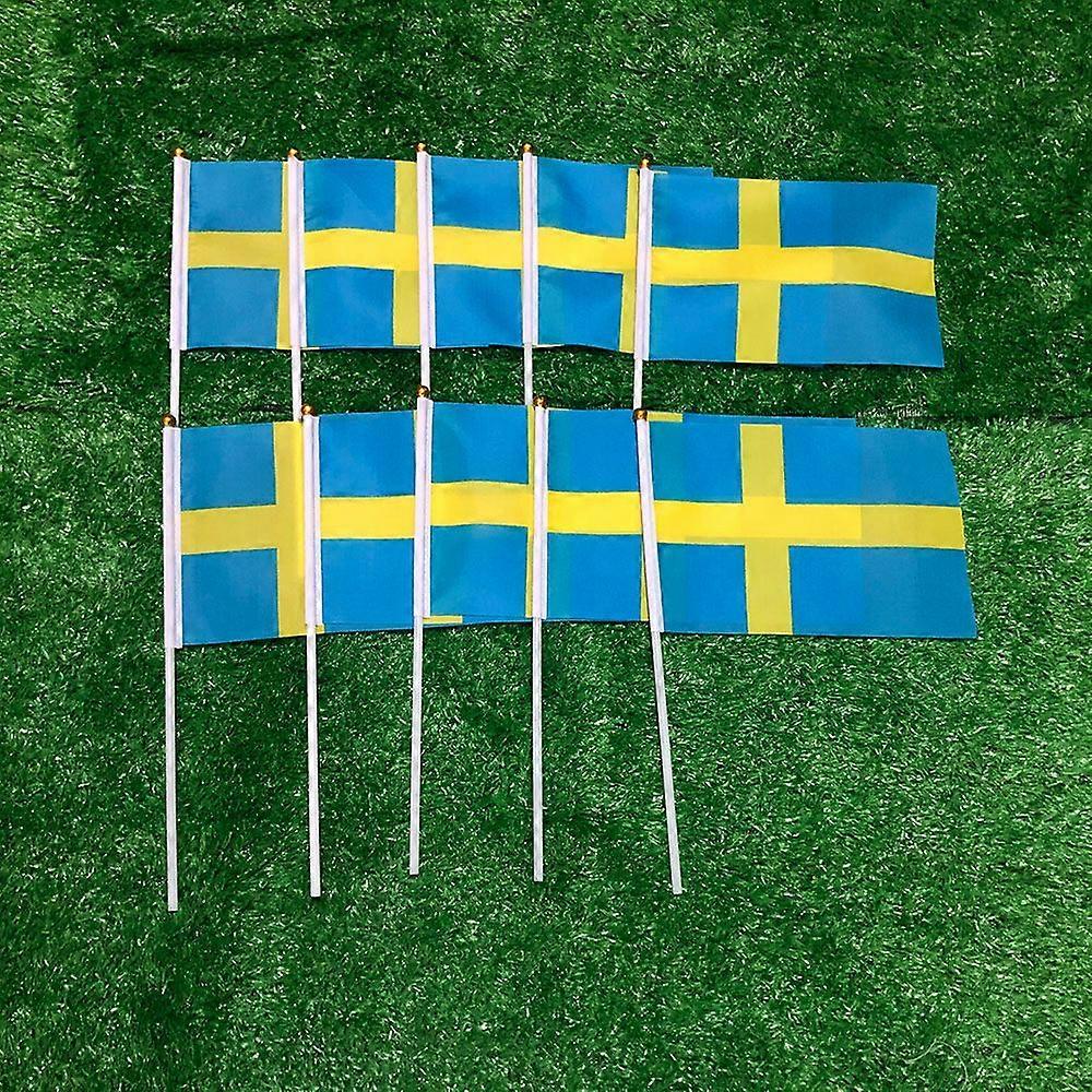 Sweden hand flag 14x21cm 100pcs polyester double side penetration ...