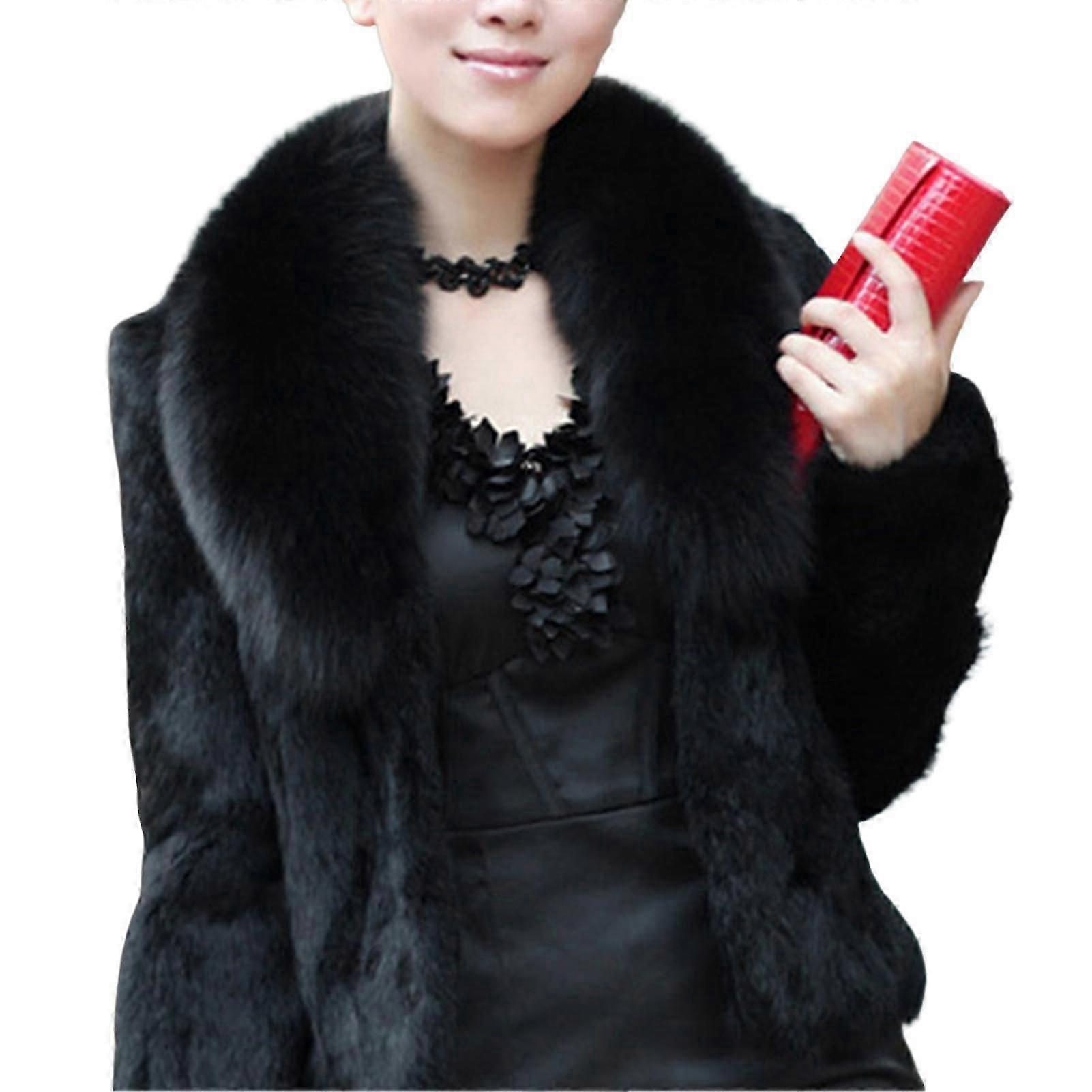 Women's Winter Faux Fur Coat Thick Warm Faux Fur Outwear With Pockets ...