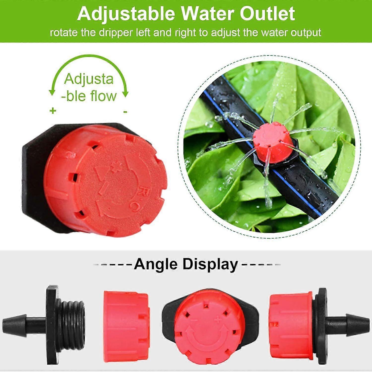 100pcs Adjustable Irrigation Dripper, 1/4'' Micro Flow Drip Irrigation ...