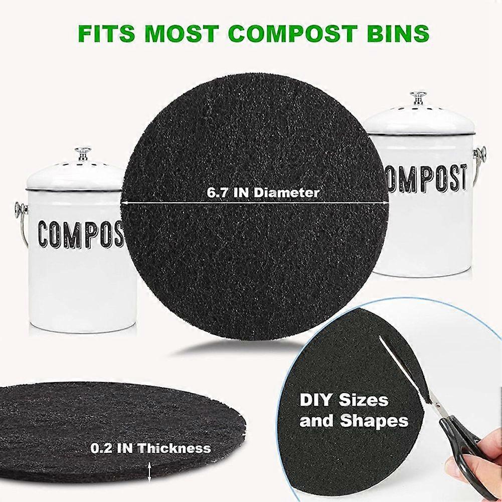 10Pcs Charcoal Filter for Compost Bucket 6.7 Inch Kitchen Activated ...