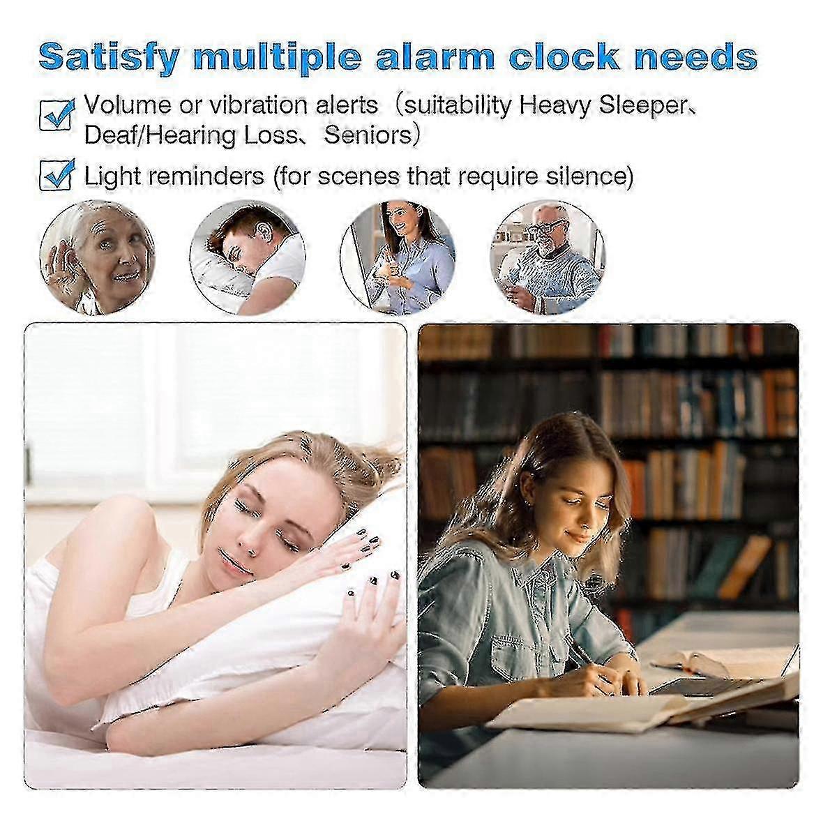 Loud Alarm Clock For Heavy Sleepers Adults,dual Alarm Clock With Bed ...