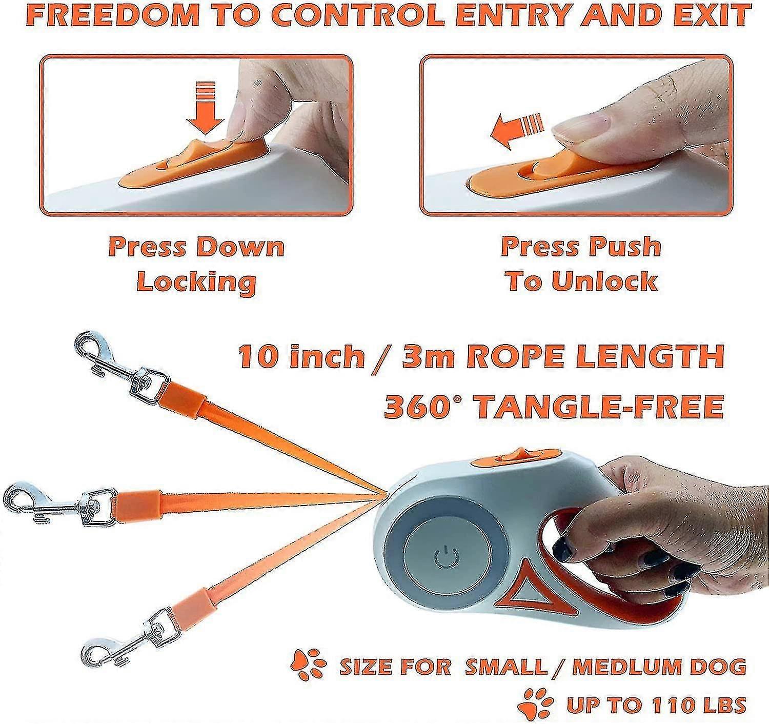 Newway Dog Leash Retractable Dogs Leashes With Led Bright Flashlight ...