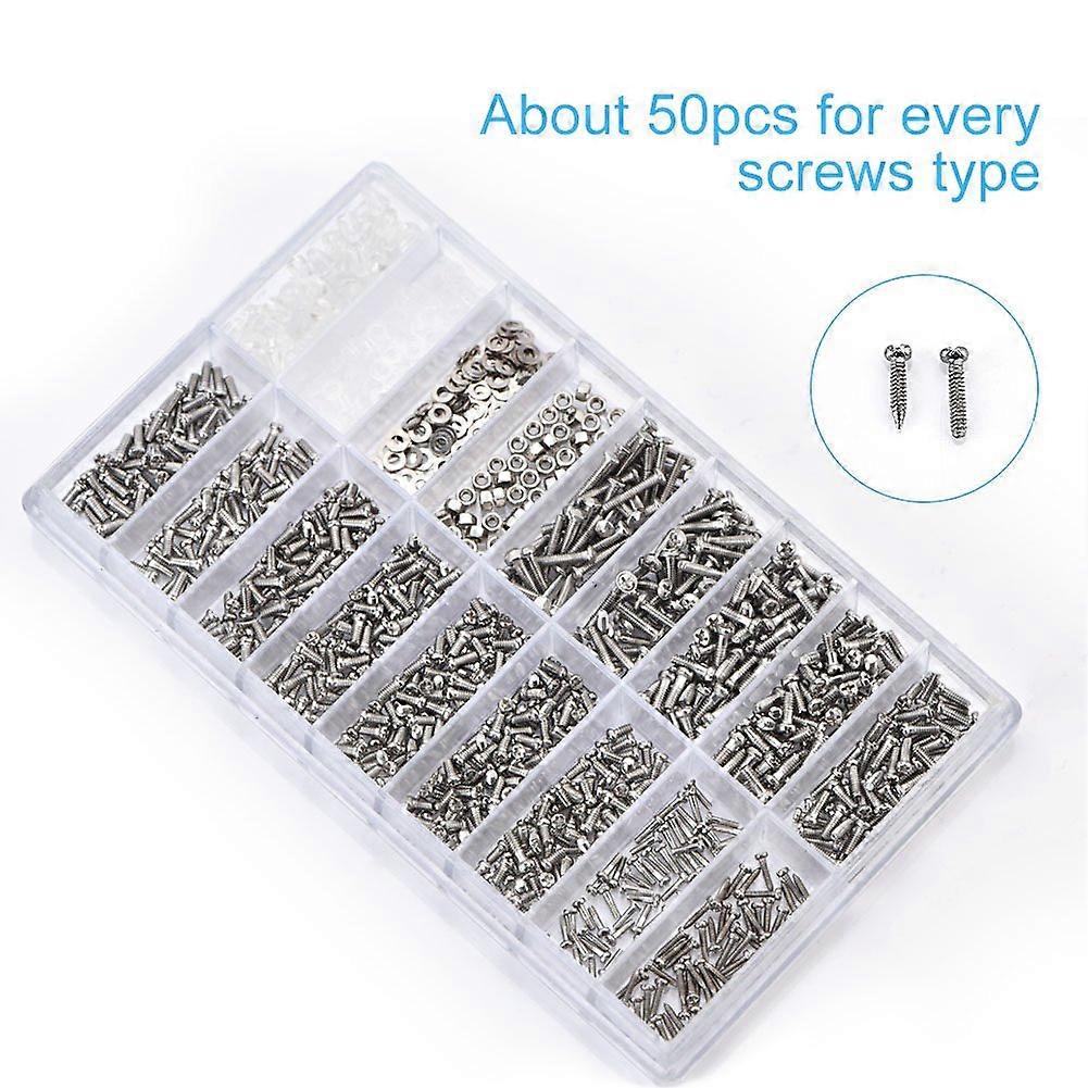 1000Pcs Stainless Steel Eyeglasses Watch Repair Screw Replacement Kit ...