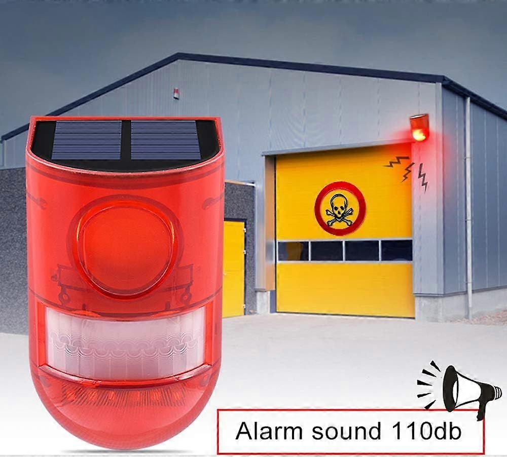 Solar Sound & Light Alarm Motion Sensor 110 Decibels Siren Sound Alert ...