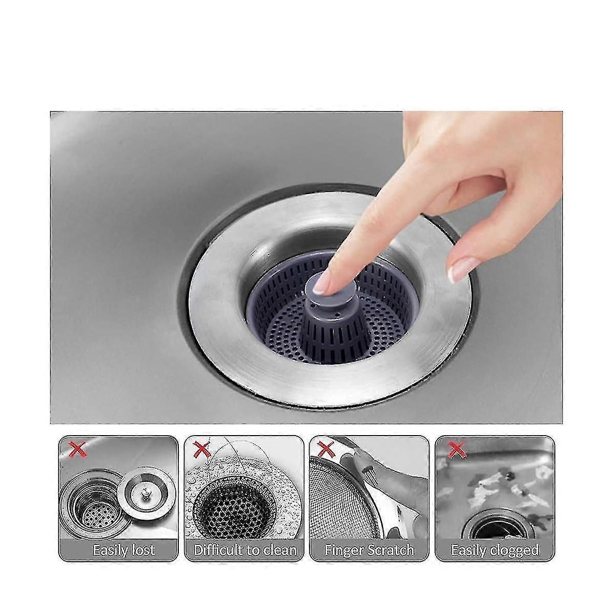 3-in-1 Stainless Steel Sink Aid, Kitchen Sink Drain Strainer, Sink ...