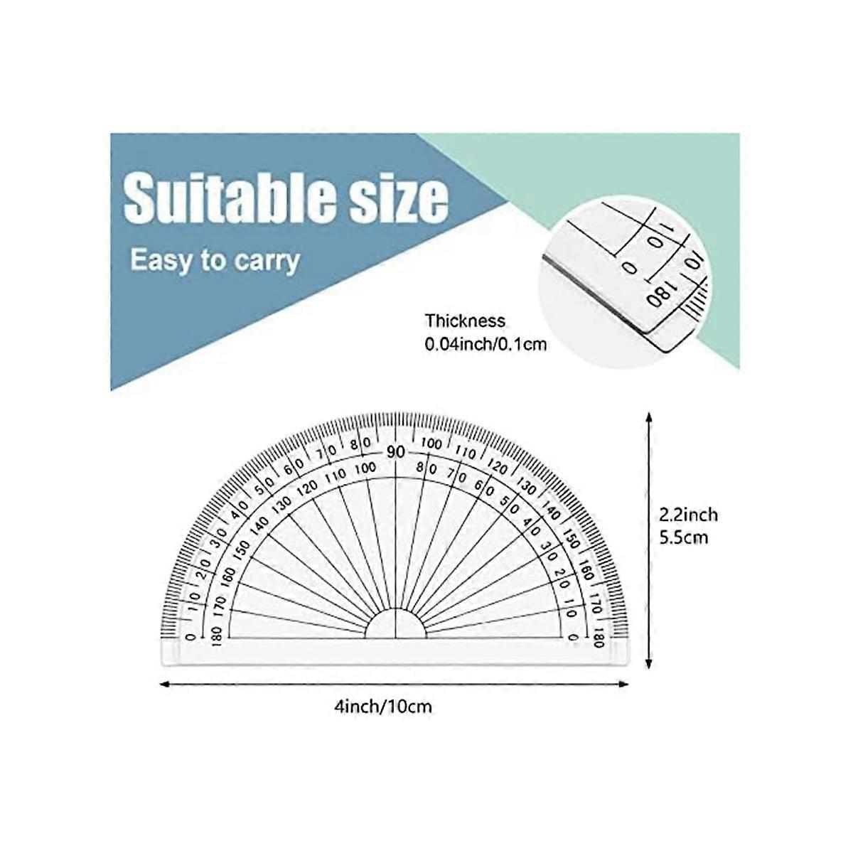 100 Pcs Math Protractors Plastic Protractor 180 Degrees,Protractors ...