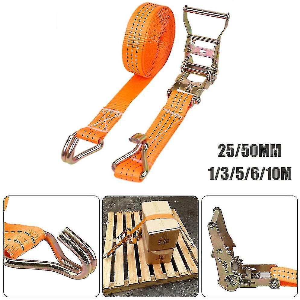 50mm X 6m 5000 Kg Ratchet Tie Down Lashing Straps With J-hook Tensioning Belt | Fruugo UK