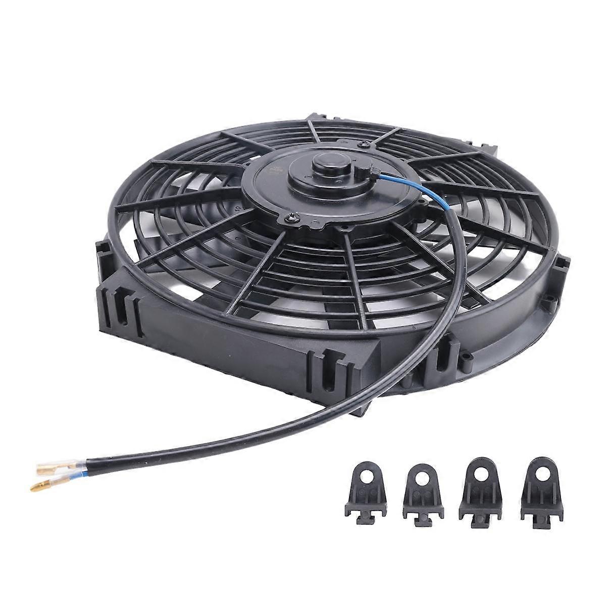 10 Inch 12V 80W 2100Rpm Universal Straight Black Blade Electric Cooling ...