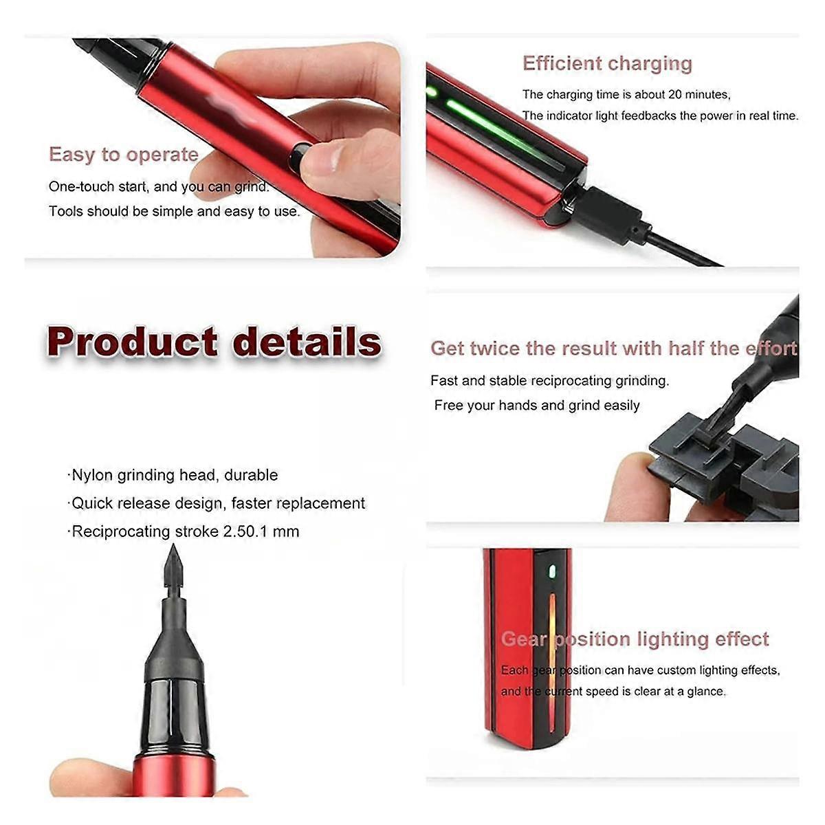 Reciprocating Electric Sander, 3-Speed Adjustable Detail Sanding Pen, 8 ...