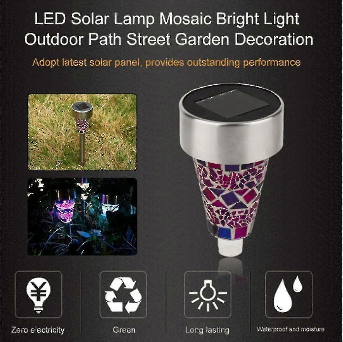 3pack Solar Garden Lights Outdoor Decorative Mosaic Glass Pathway ...