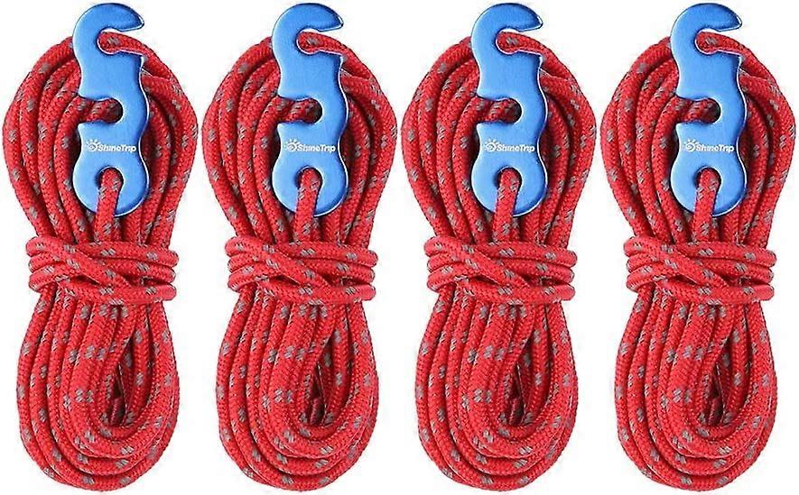 Yanmeer 3M X 4Pcs Reflective Tent Rope Adjuster Aluminum Cord Guy Line ...