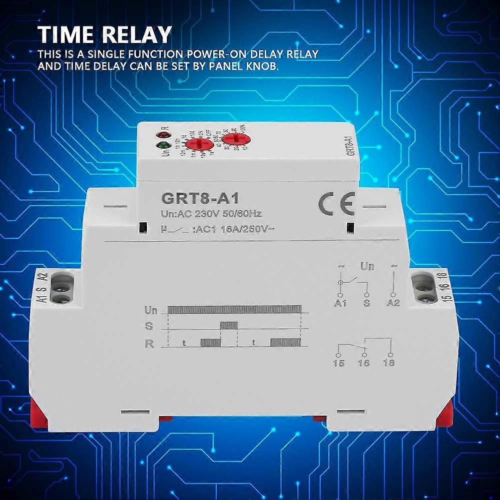 Delay Timer Switch, GRT8-A1 Mini Power On Delay Time Relay, DIN Rail ...
