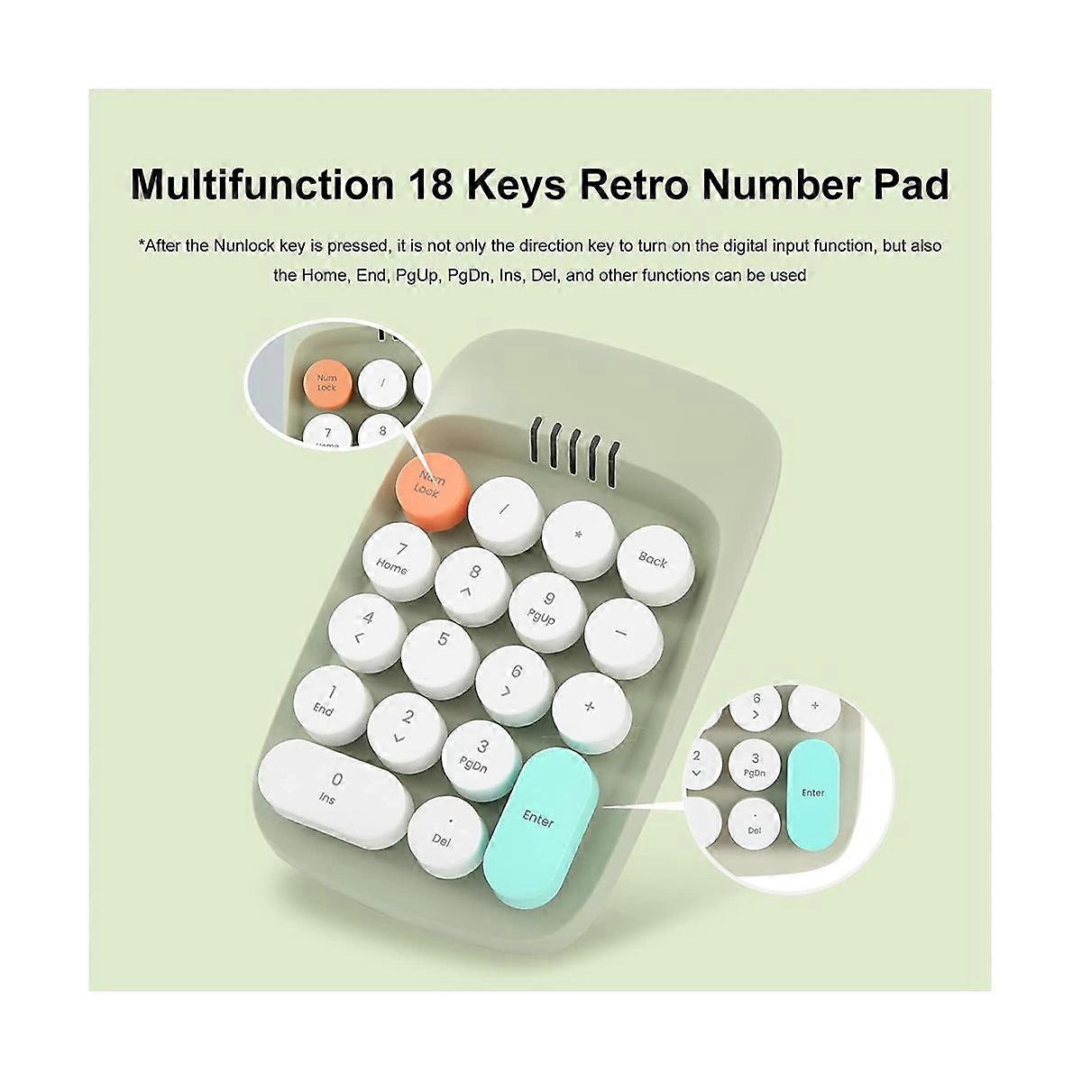 Wireless Number Pad, Typewriter Retro Keypad, Numeric Keypads Numpad 18 ...