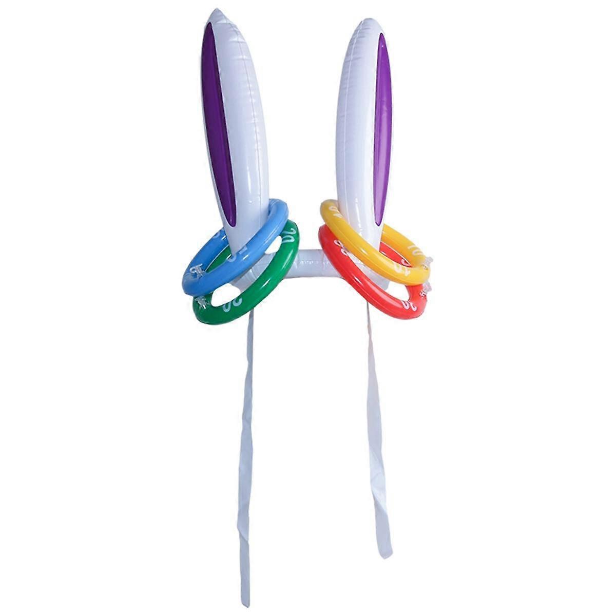 Inflatable Bunny Ear Ring, Easter Rabbit Ears Hat with Rings Toss Game ...