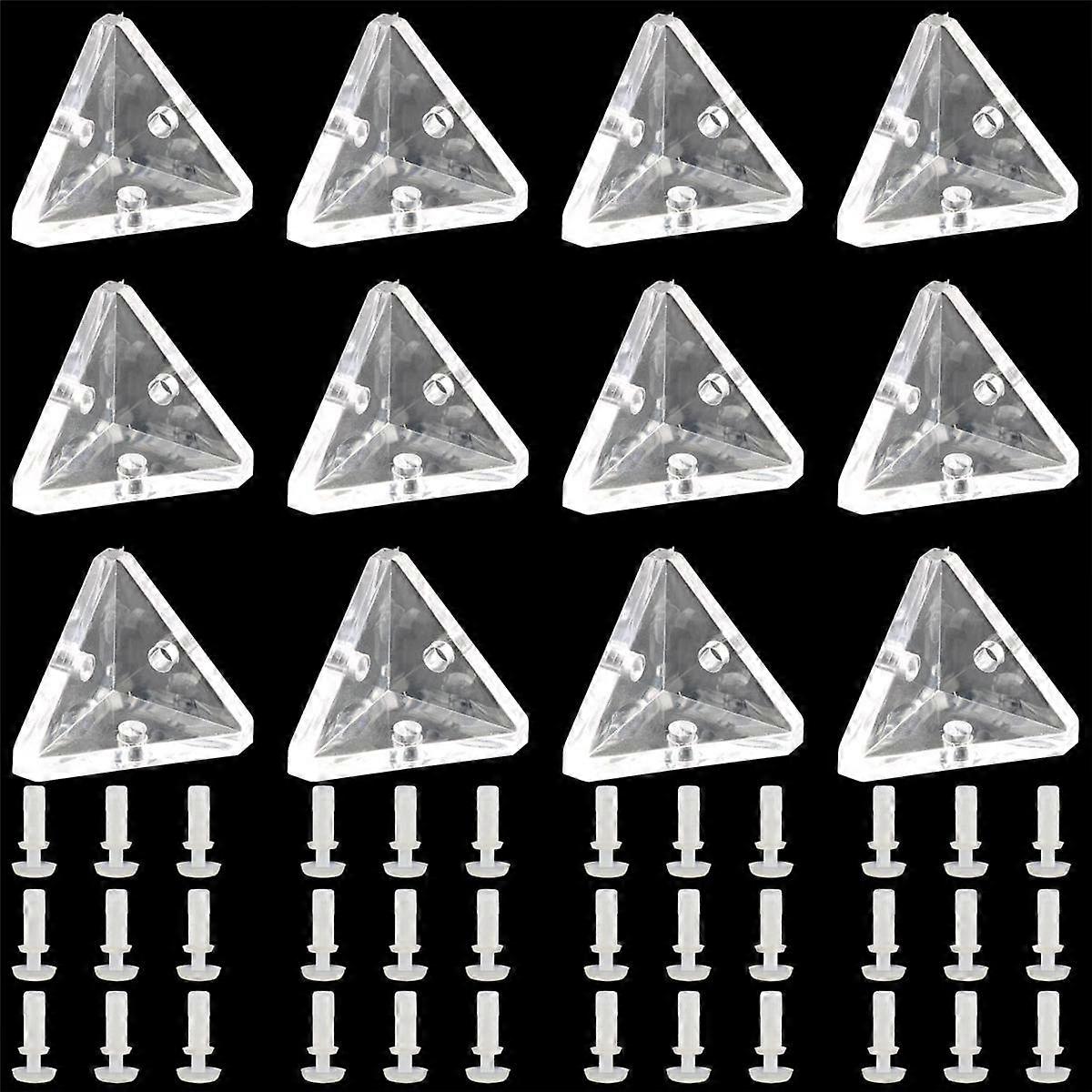 12Pcs Acrylic Brackets with Semitransparent Screws Clear 3-Hole Right ...