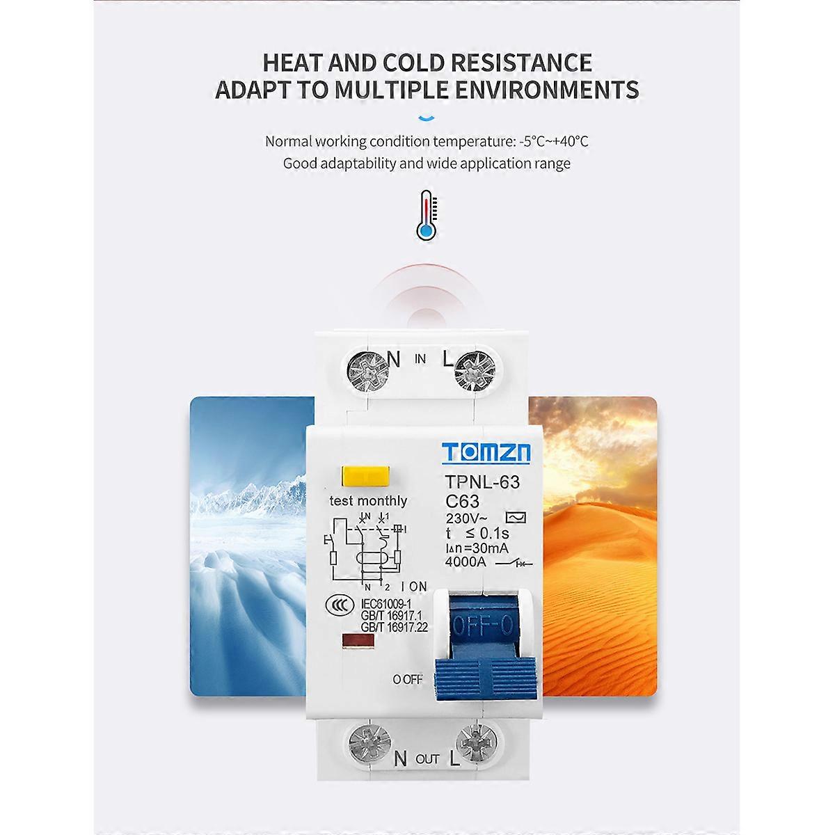 TPNL DPNL 230V 1P+N Residual Current Circuit Breaker with over and ...