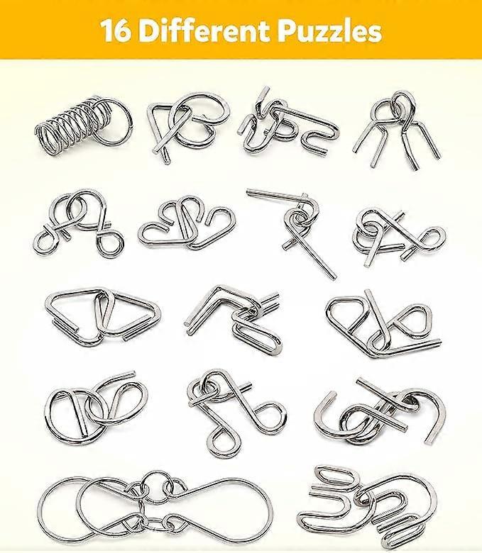 Metal Wire Puzzle (Set of 16, ), Puzzle, Quiz, Ring Unlocking Game ...