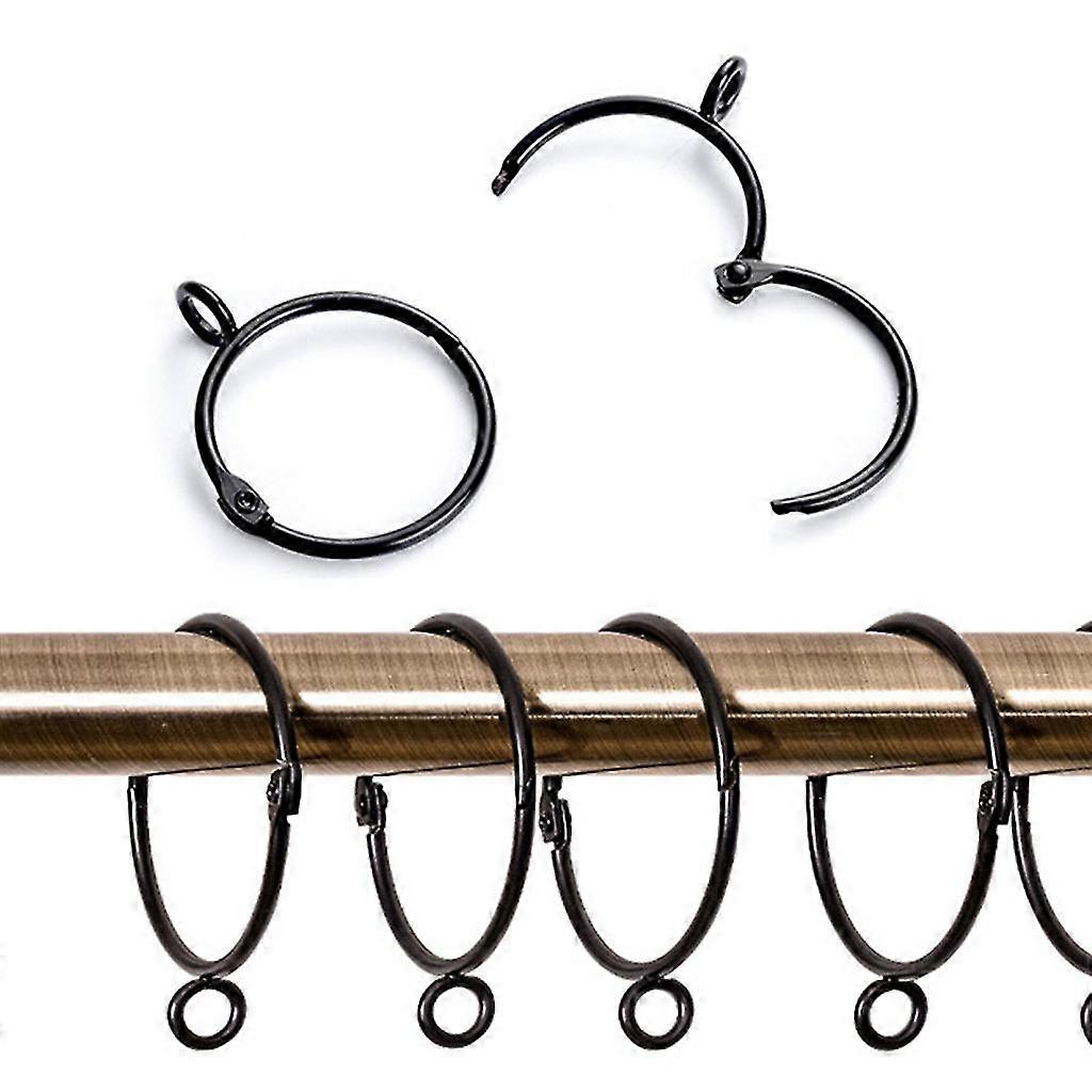 20 Pieces Openable Shower Curtain Rings Metal Round Curtain Rings Black ...