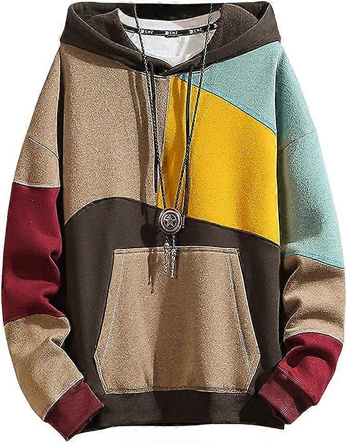 Mens Hoodie Techwear Hip Hop Top Blouse Tracksuits Patchwork Long ...