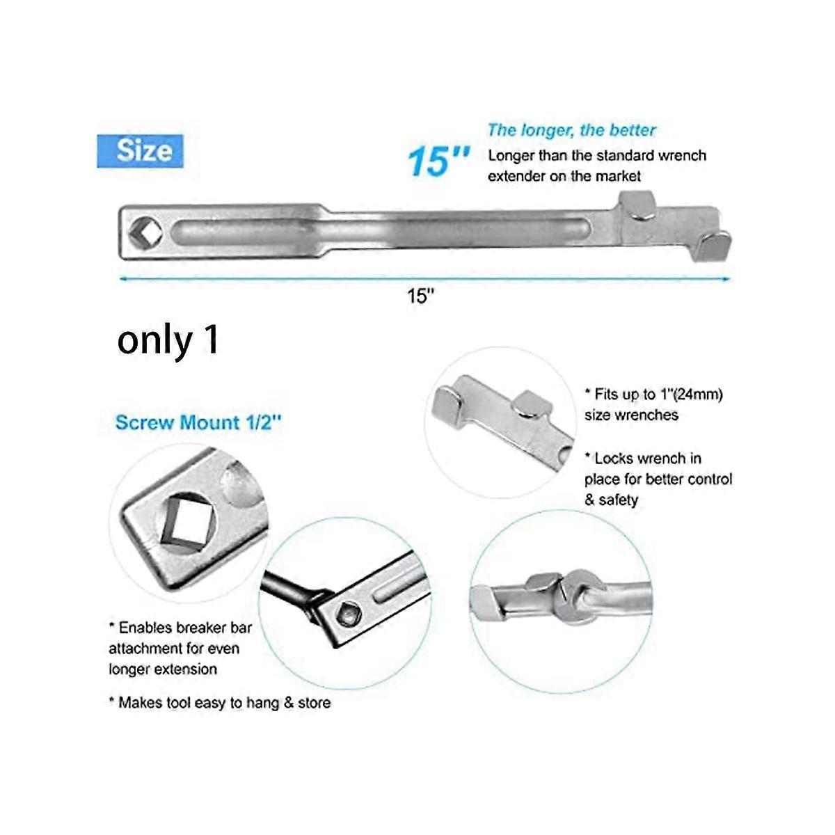 Wrench Extender Tool Bar, 14 in Wrench Extender, Stainless Steel Torque ...