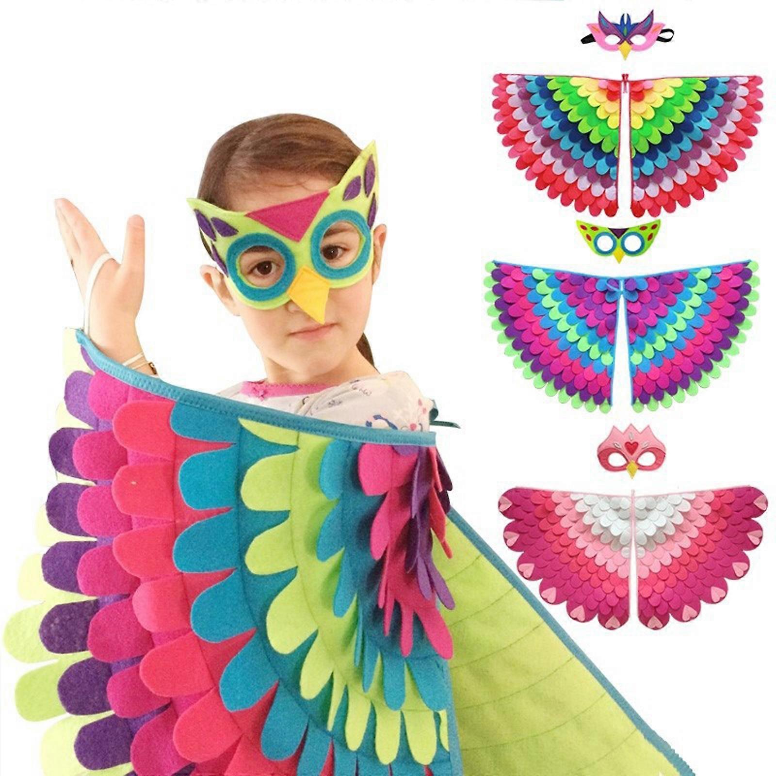 Girls Bird-Costume-Peacock-Wings for Kids with Bird-Mask as Owl Eagle ...