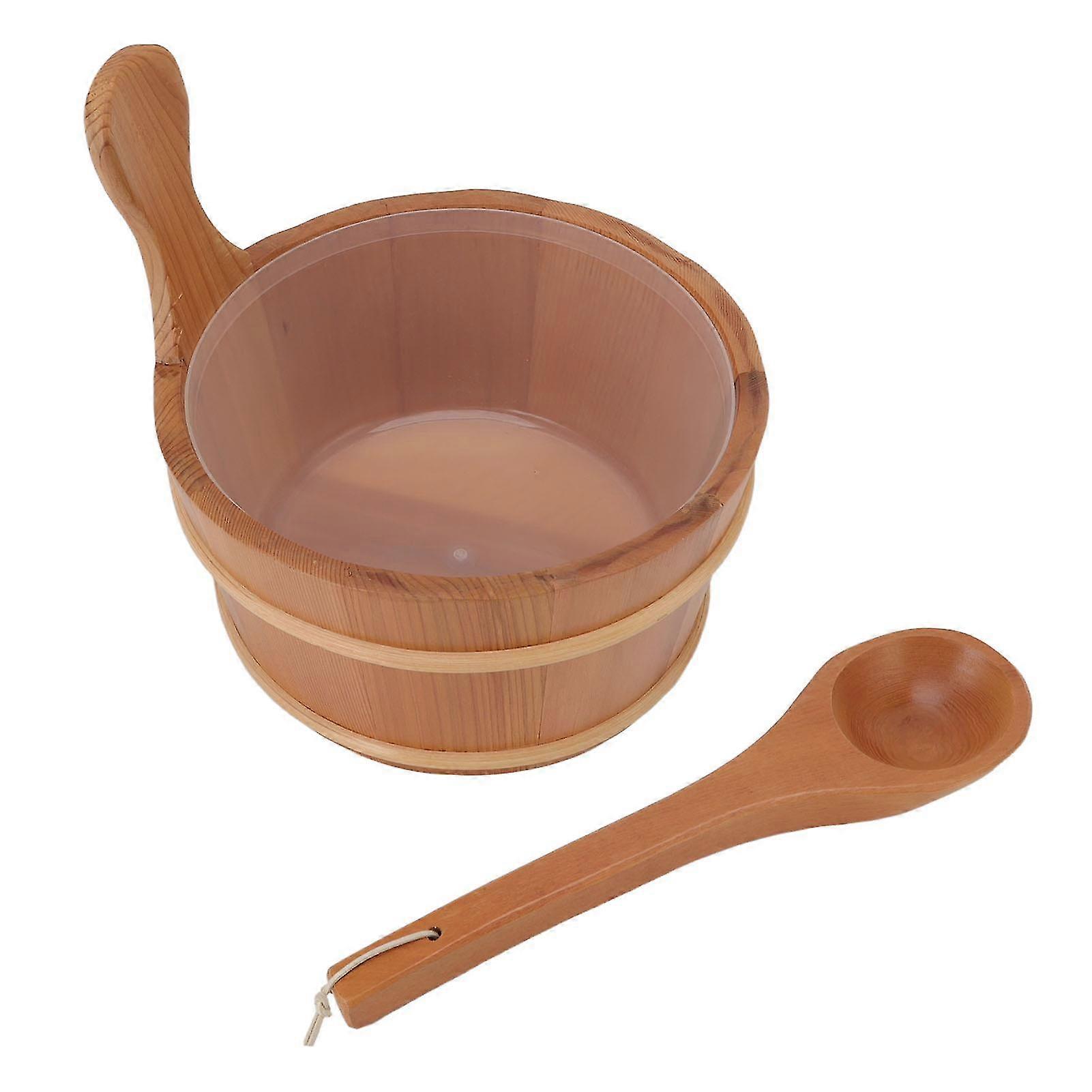 Sauna Bucket Ladle Set Leakage Proof Steam Room Wooden Barrel with ...