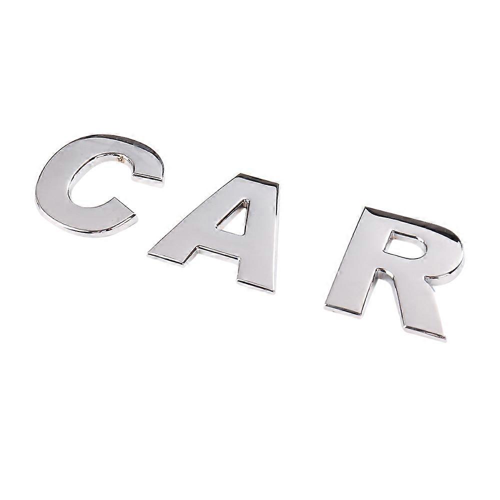 3D Metal Alphabet Silver Badge Chrome Silver Letters Numbers Logo Car ...