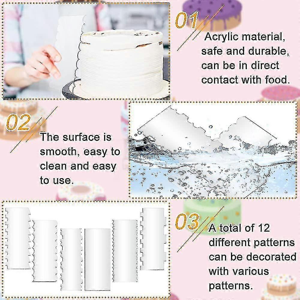 Pieces Cake Scrapers Acrylic Cake Scrapers With Different Shapes Cake ...