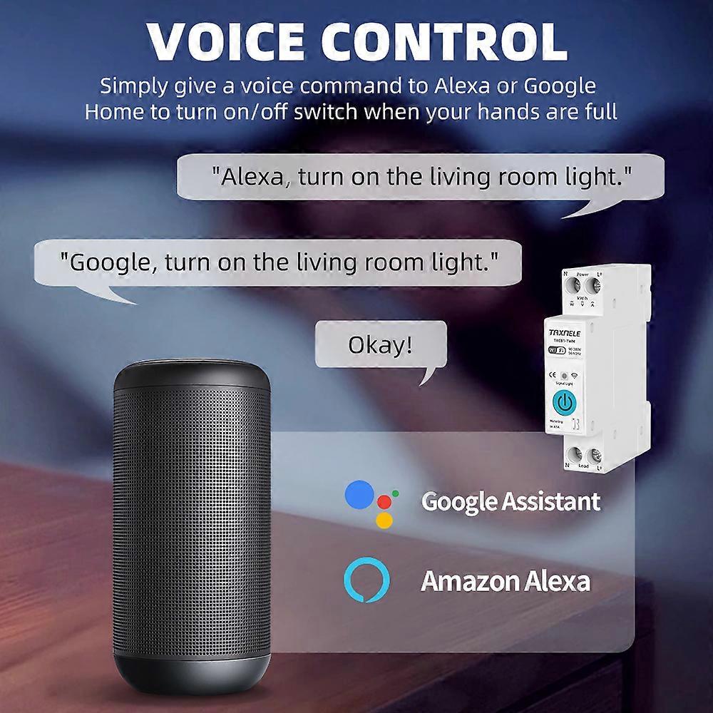 TUYA WIFI Smart Circuit Breaker 1P 63A Power Metering Energy Meter DIN ...