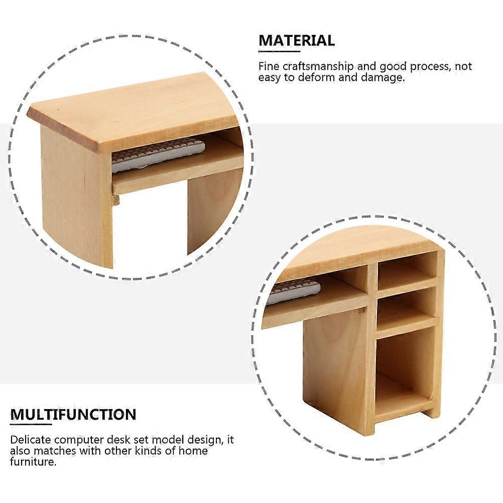 Miniature Computer Desk Set Model Wooden Mini Furniture Mini House ...