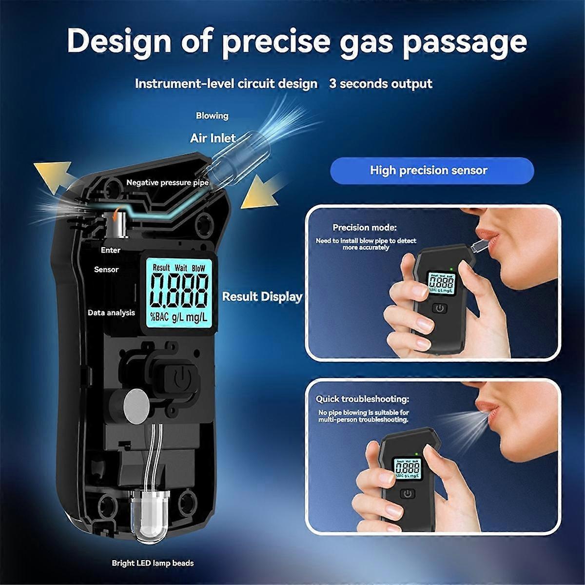 Digital Breath Alcohol Tester Car Breathalyzer LCD Screen Alcohol Meter ...