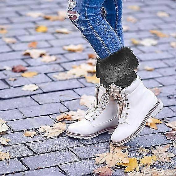 Fluffy Leg Warmers, 20cm Furry Wrist Faux Fur Trim Cuffs Fuzzy Knitted ...