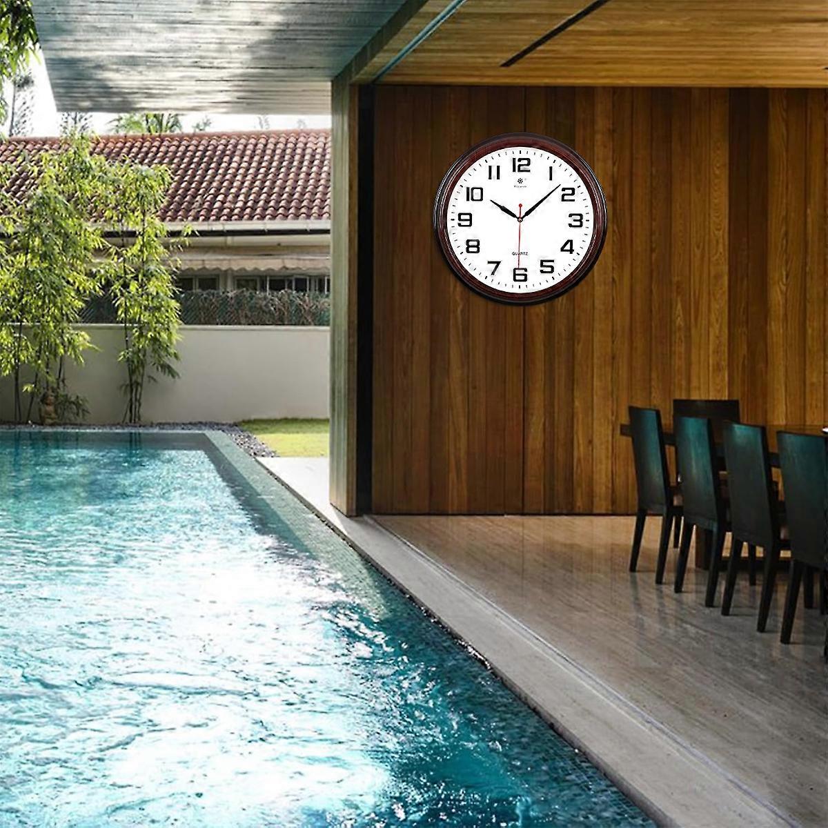 Waterproof Outdoor Wall Clock, Plastic with Temperature & Humidity ...