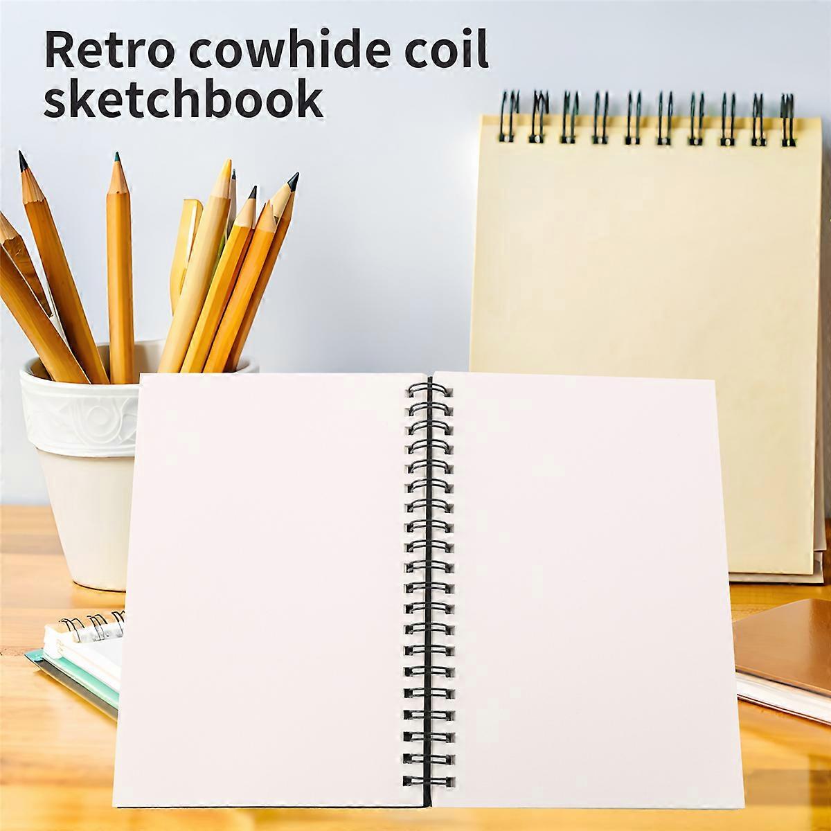 Retro Kraft Coil Sketch Sketchbooks Notebook（Black and White） | Fruugo UK