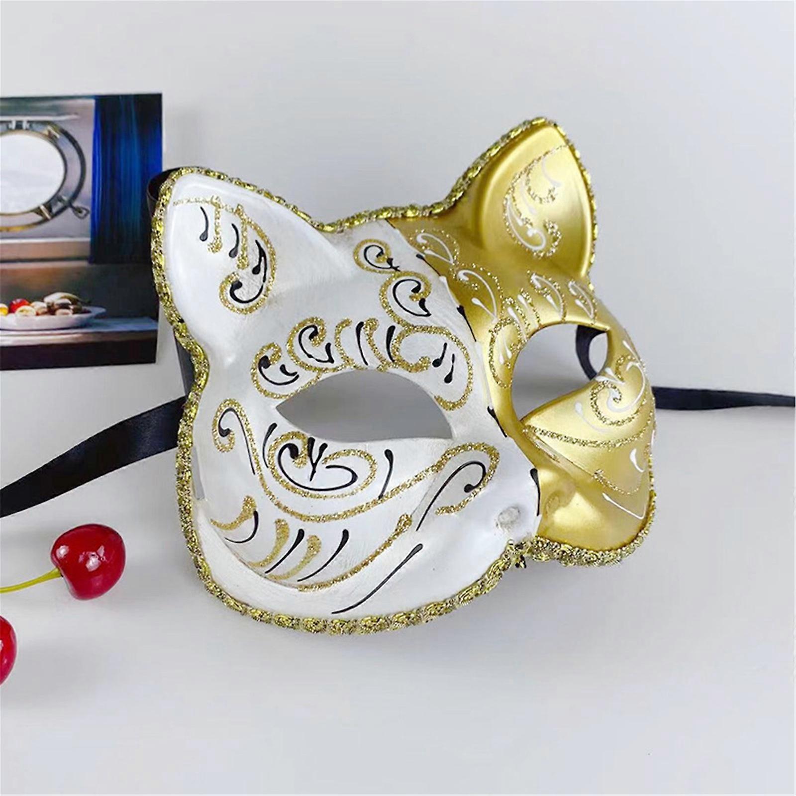 Halloween Cats Face Mask Masquerade Cats Mask For Women Man Cosplay ...