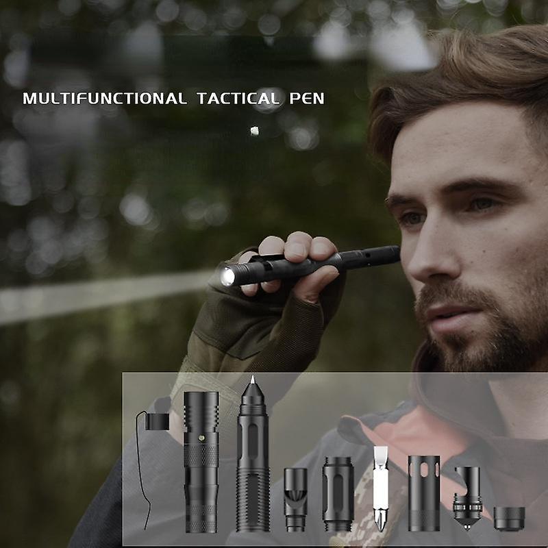 Multifunctional Tactical Pen Flashlight Defense Pen Broken Window Hammer Edc Outdoor Self ...