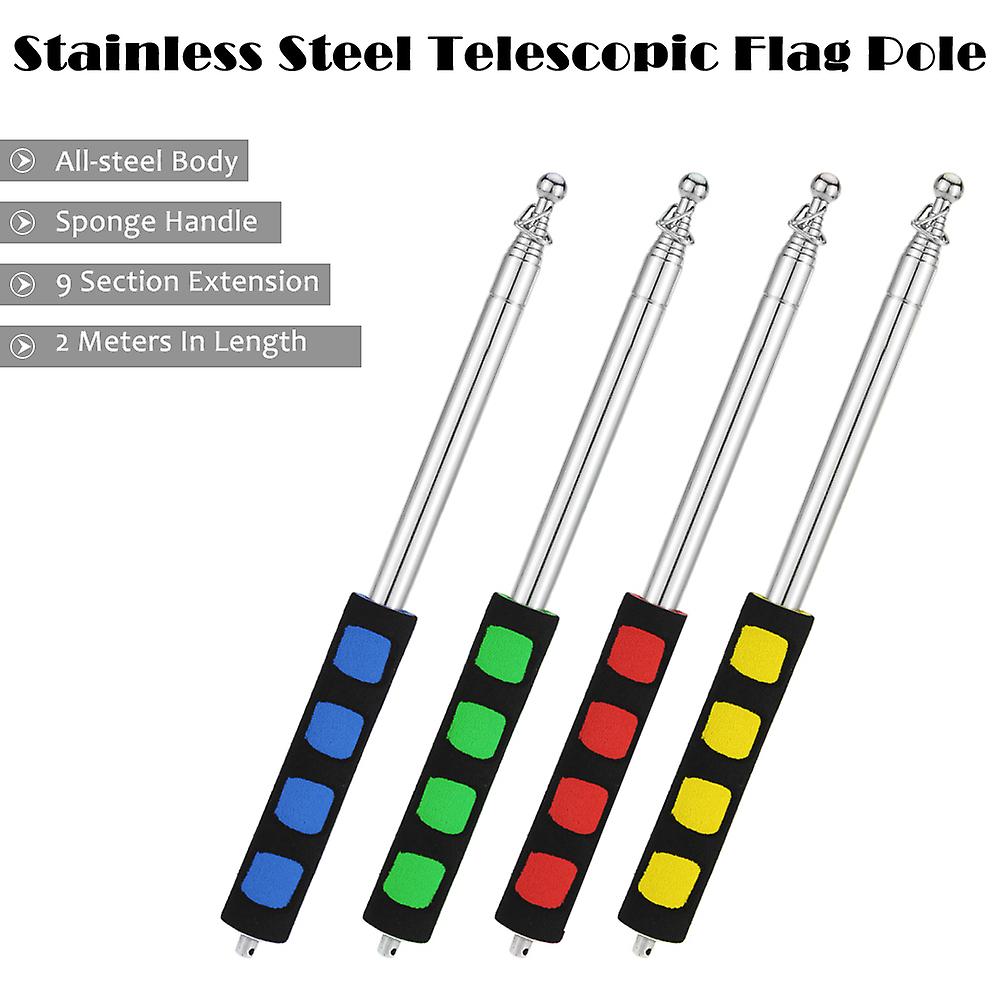 Green Brand New 2 Meters Outdoor Stainless Steel Telescopic Flag Pole ...