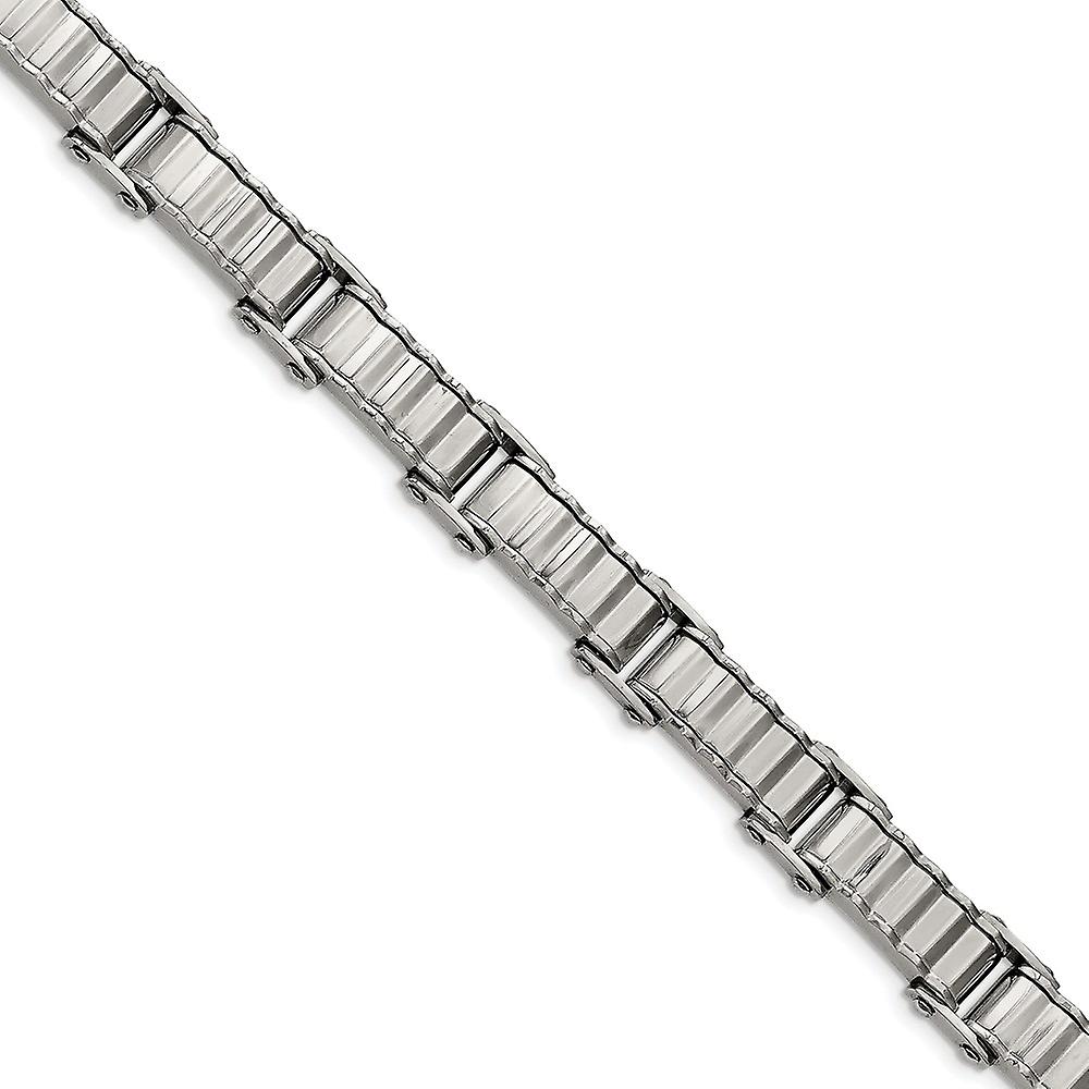 Stainless Steel Fold over Polished and Brushed Back Bracelet 8 Inch ...
