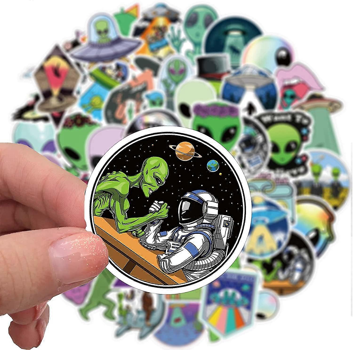 Alien Themed Stickers 50 Sheets, Cool Ufo Vinyl Decal, Waterproof ...