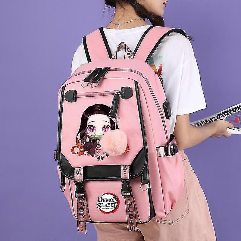 3Pcs Kamado Nezuko Demon Slayer Backpacks Set for Girls Anime School ...