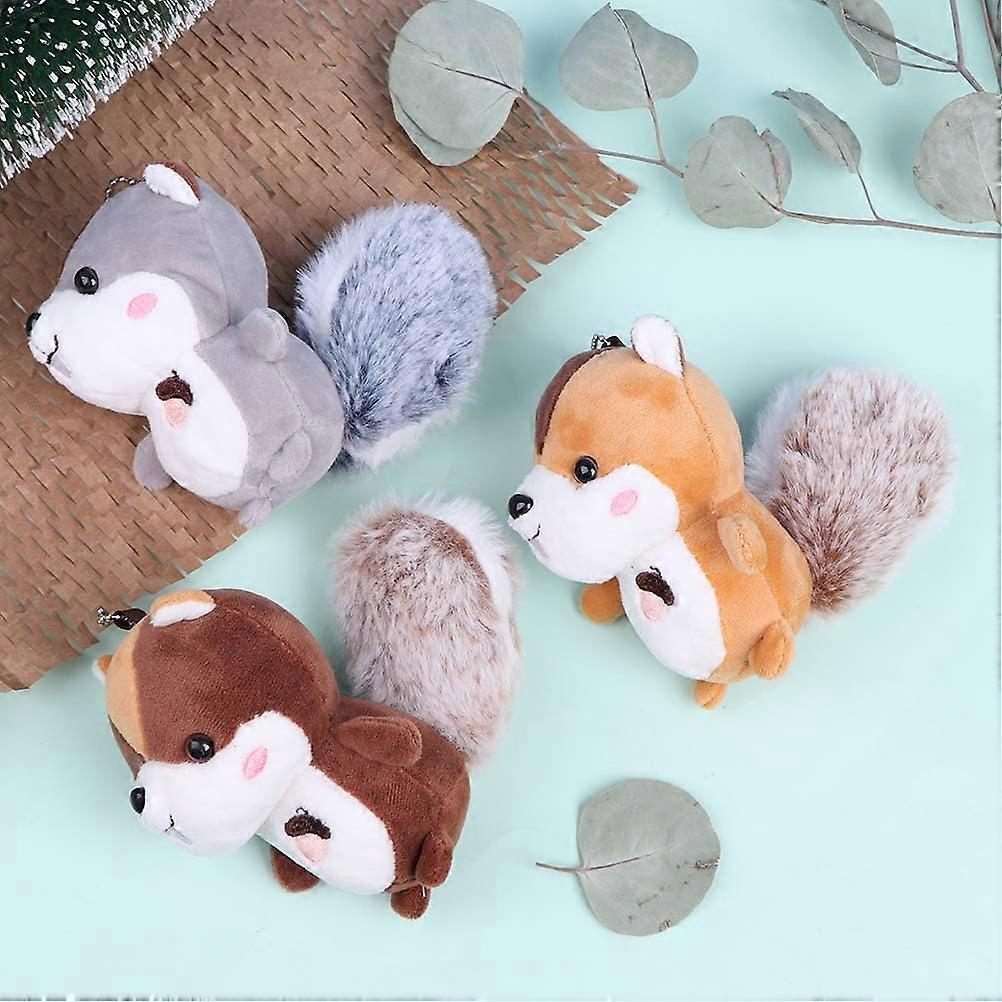 3PCs Mini Cute Squirrel Plush Toy Decorations Oversized Tail Squirrel ...