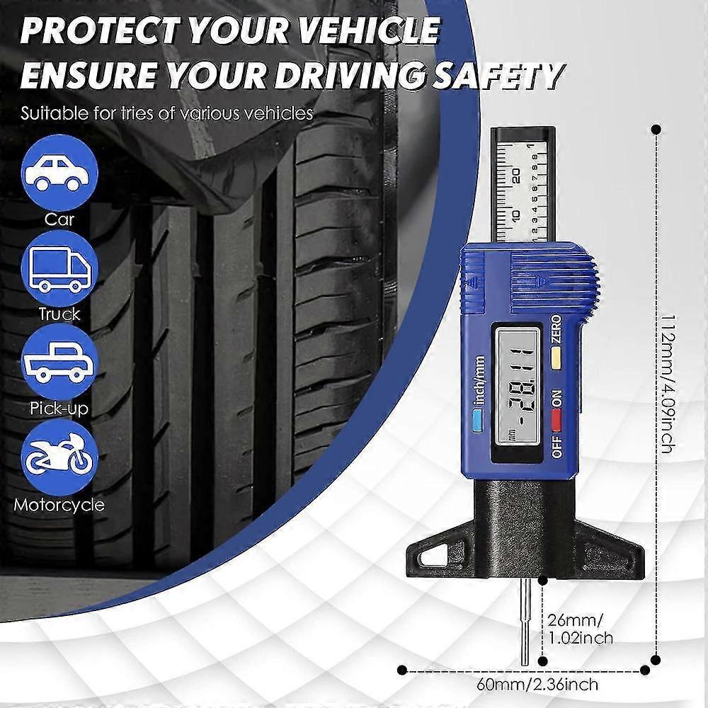 Tire Tread Depth Gauge Digital Tire Depth Gauge Lcd Display Tire Thread ...