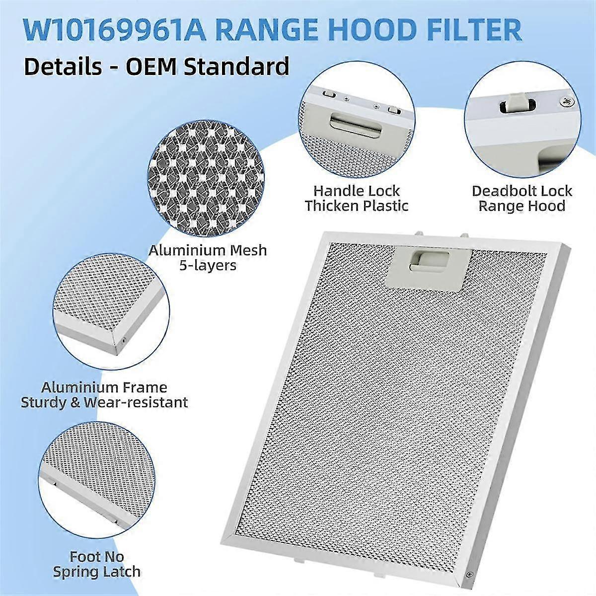 3PCS W10169961A Hood Filter for Jenn Air Range Hood Replace Aluminum ...
