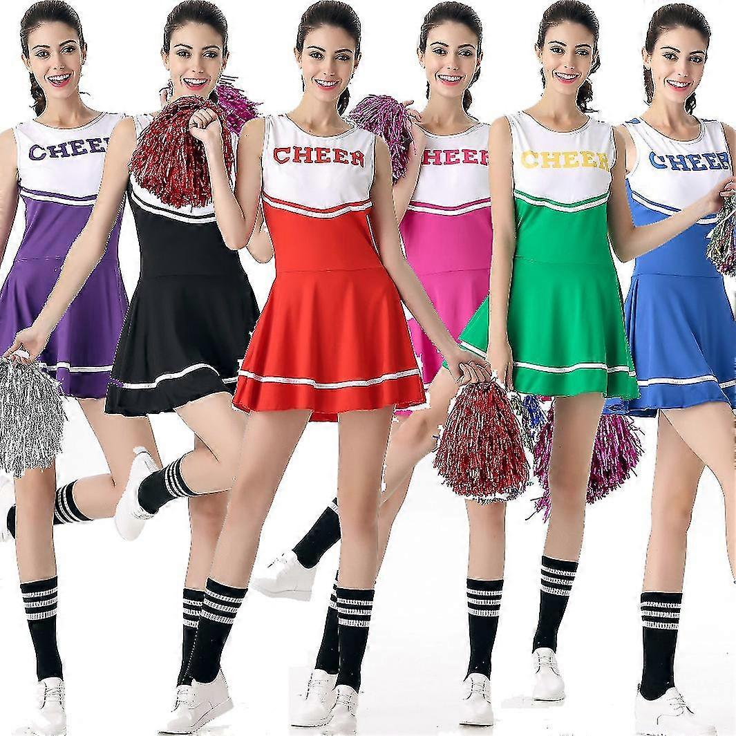 Women's School Girls Musical Party Cheerleader Costume Fancy Dress ...