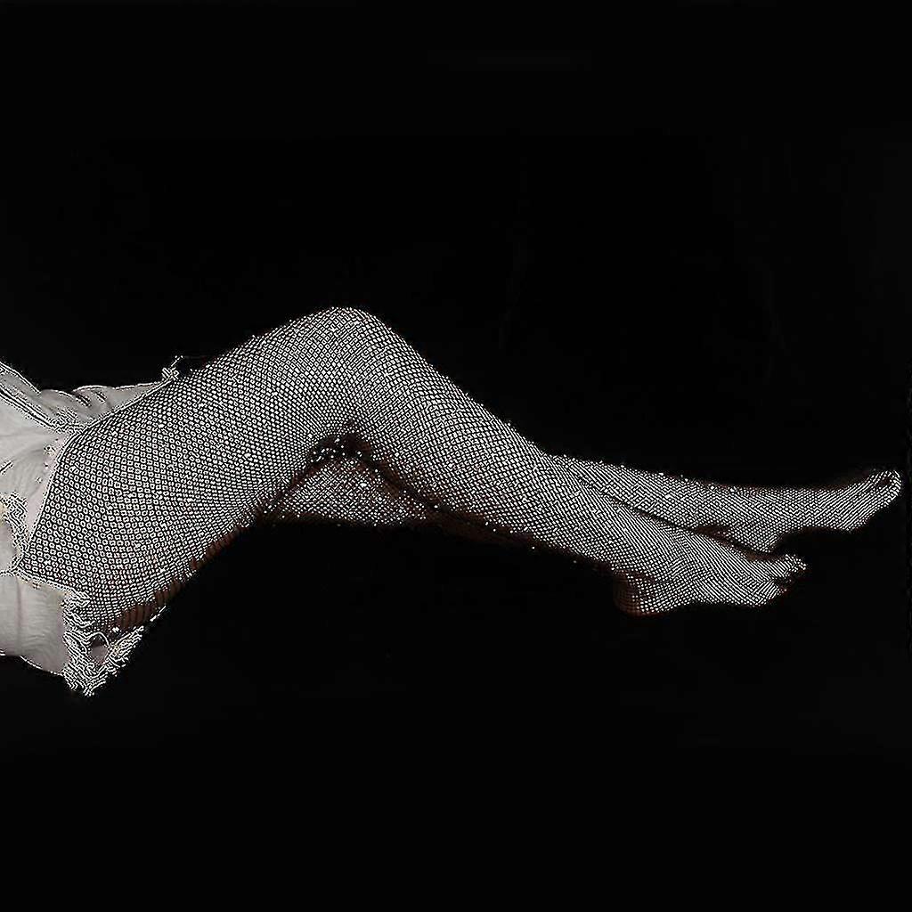 Women Sexy Hollow Out Fishnet Pantyhose Glitter Rhinestone Diamond Embellished Slim Mesh Tights ...