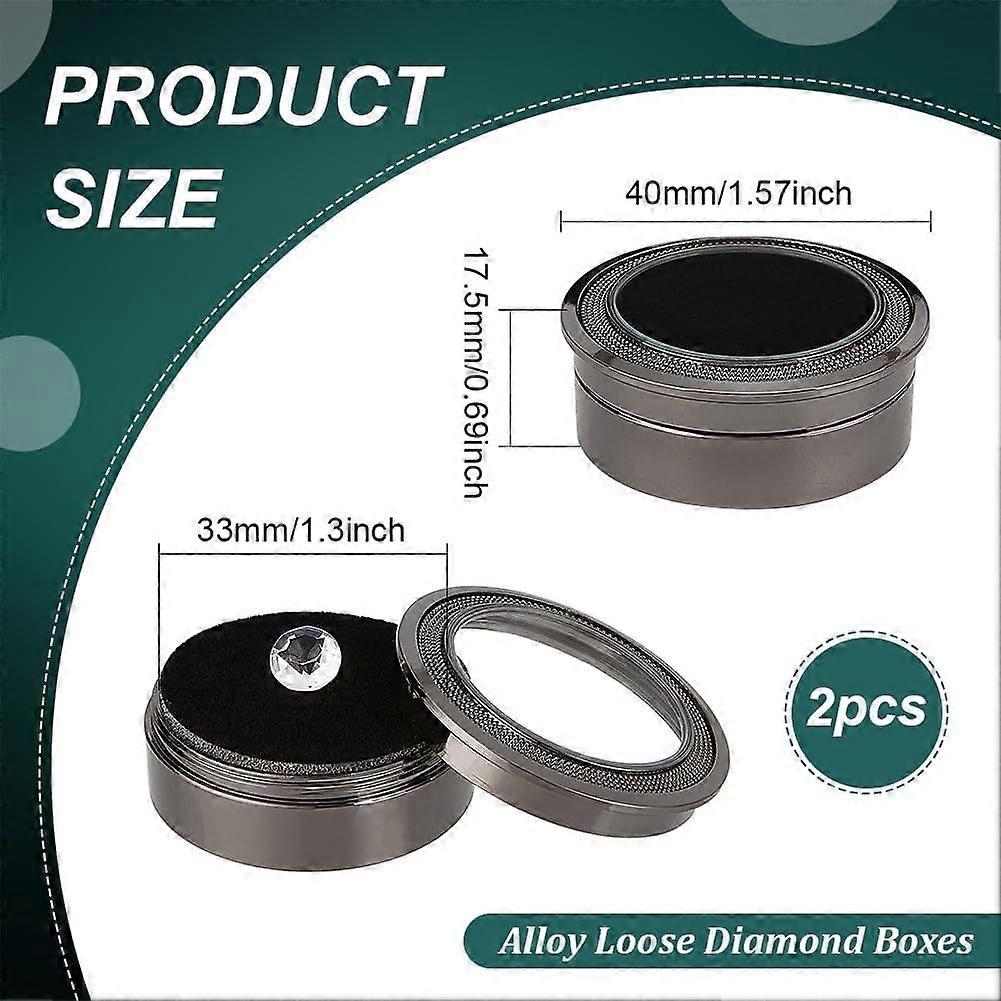 2Pcs Gunmetal Alloy Jewelry Gift Boxes with Velvet Cushion and Clear ...
