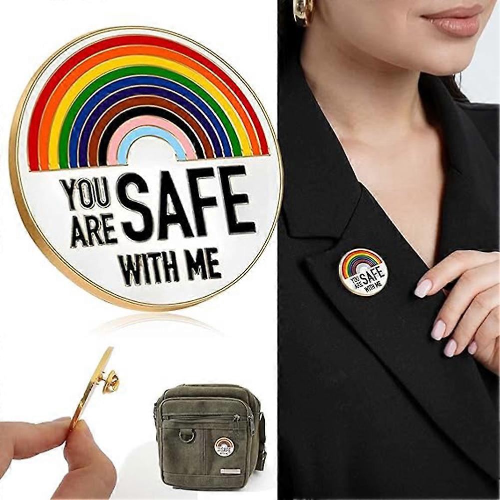 You Are Safe With Me Enamel Pin Modern Rainbow-Pride Flag Enamel Badge ...