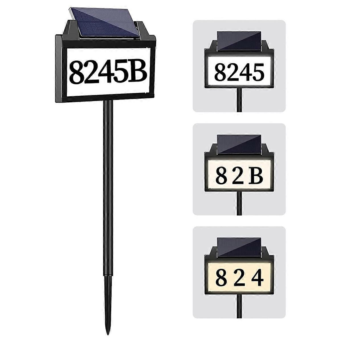 Solar Power Address Sign, House Numbers for Outside Rechargeable LED ...