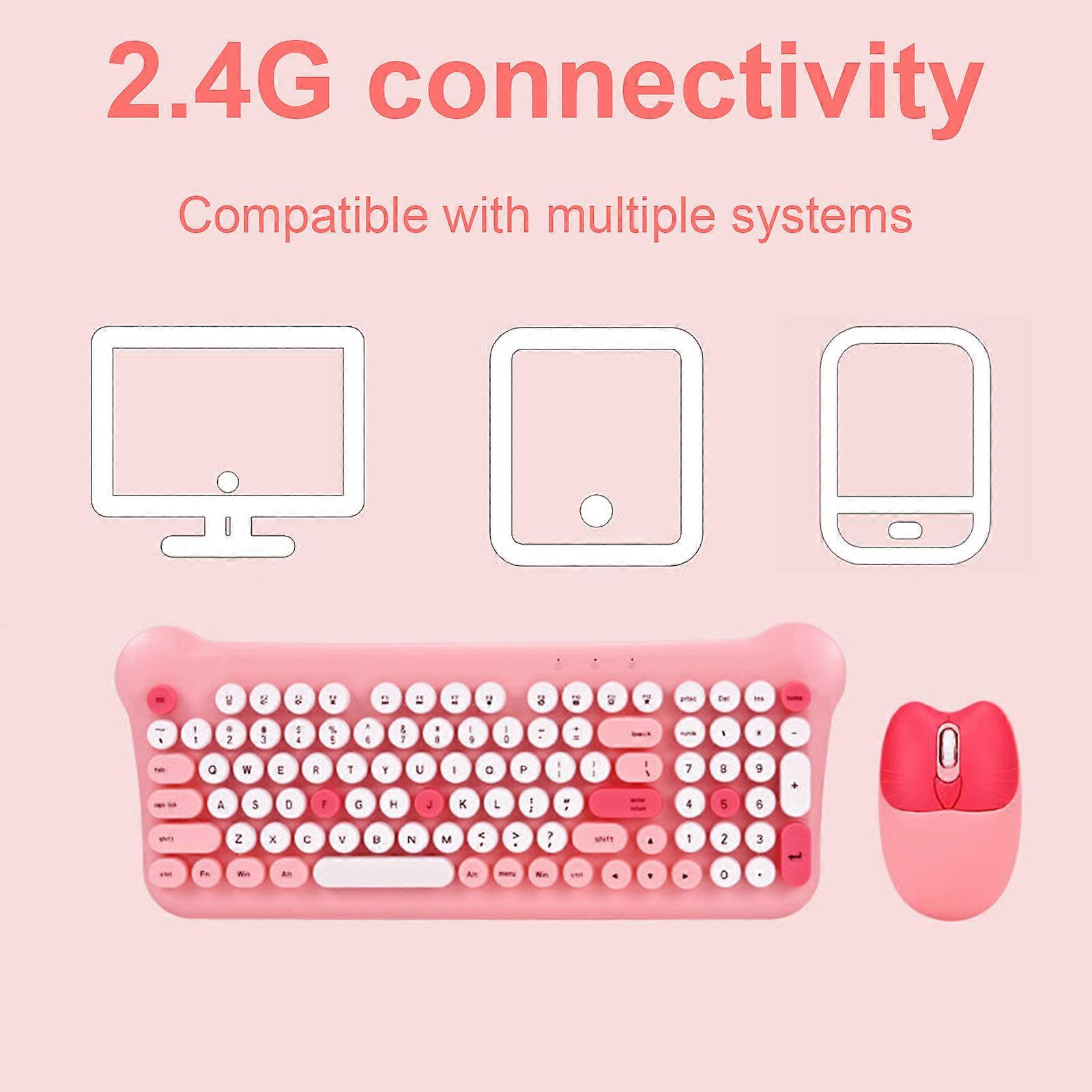 Wireless Keyboard and Mouse Combo 100 Keys Round Keyboard with Number ...