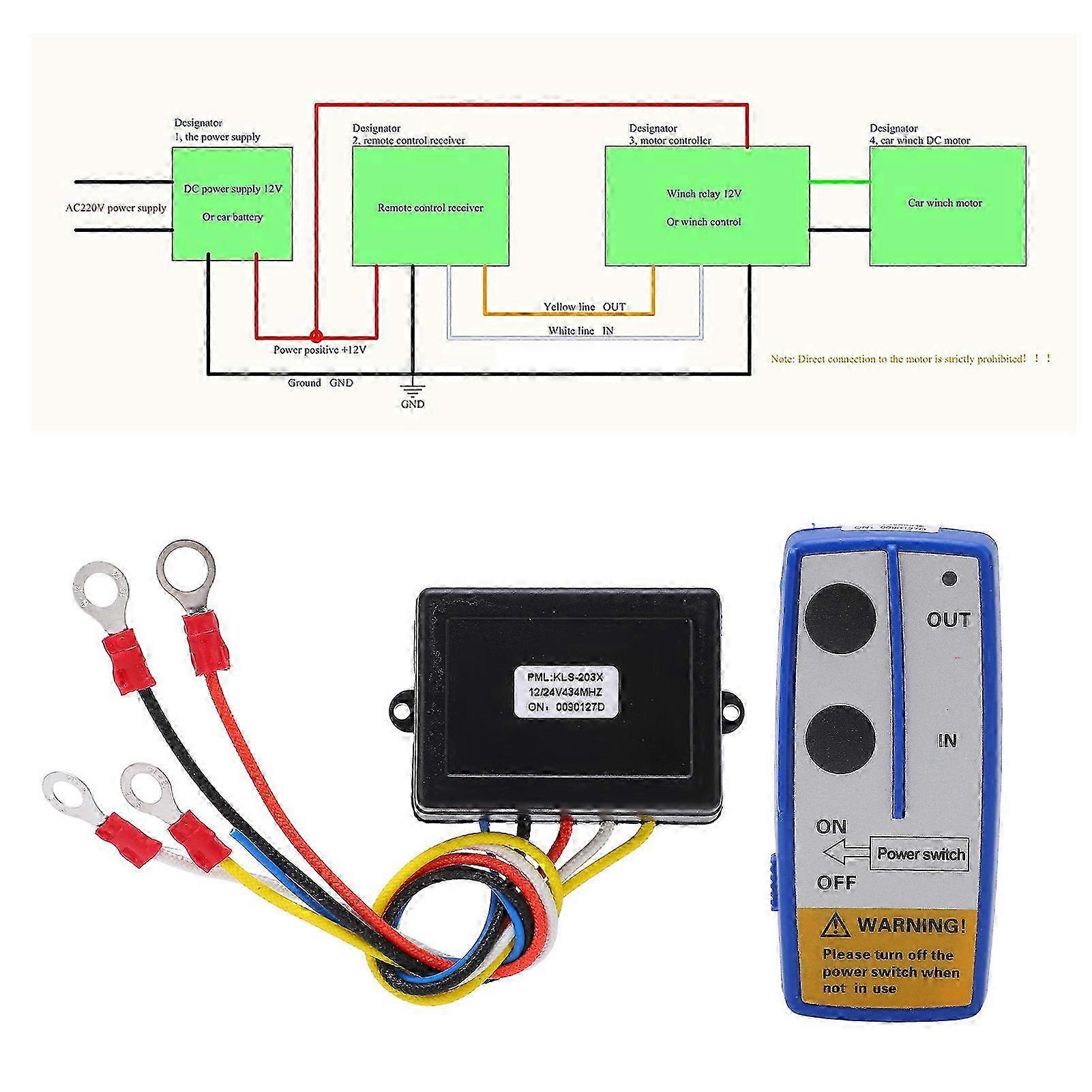 12V-24V Truck Jeep ATV SUV Universal Winch Remote Control Kit with ...